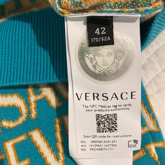 Versace | Sweaters | Authentic Versace Allover Logojacquard Cropped ...